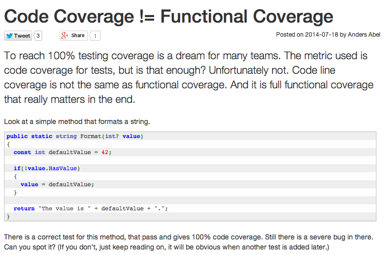 The Perfect Code Coverage Score | NCover